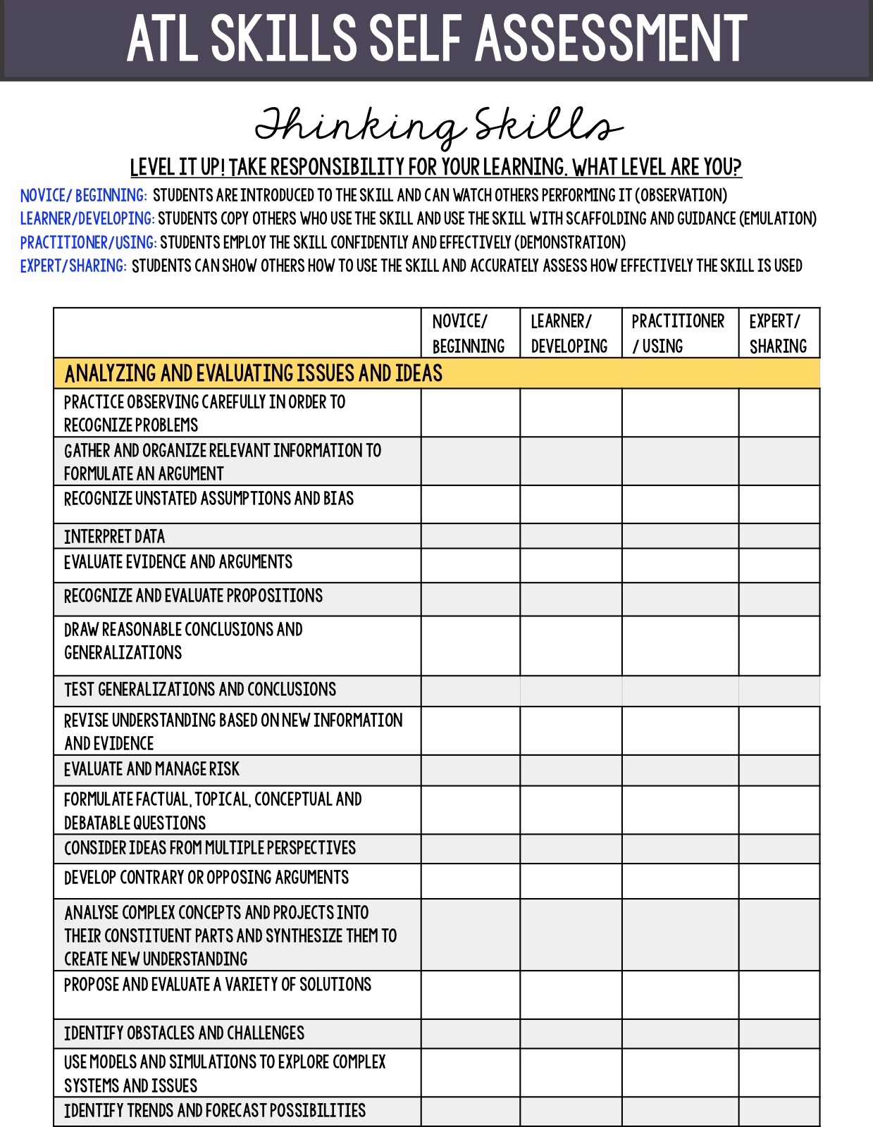 Thinking Skills – Personal Project Hacks